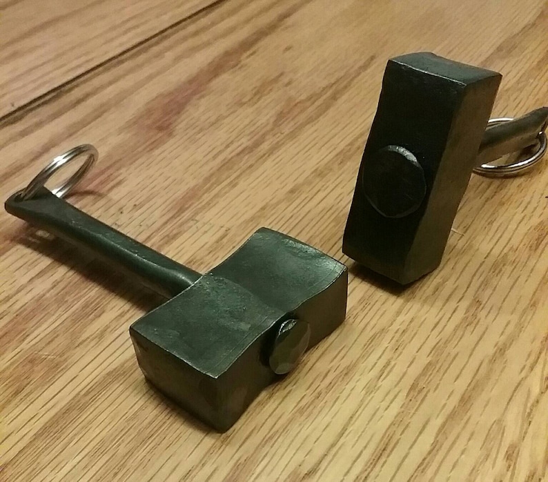Hand Forged Thor's Hammer Keychain, Blacksmith Made. Great Gift Idea ...
