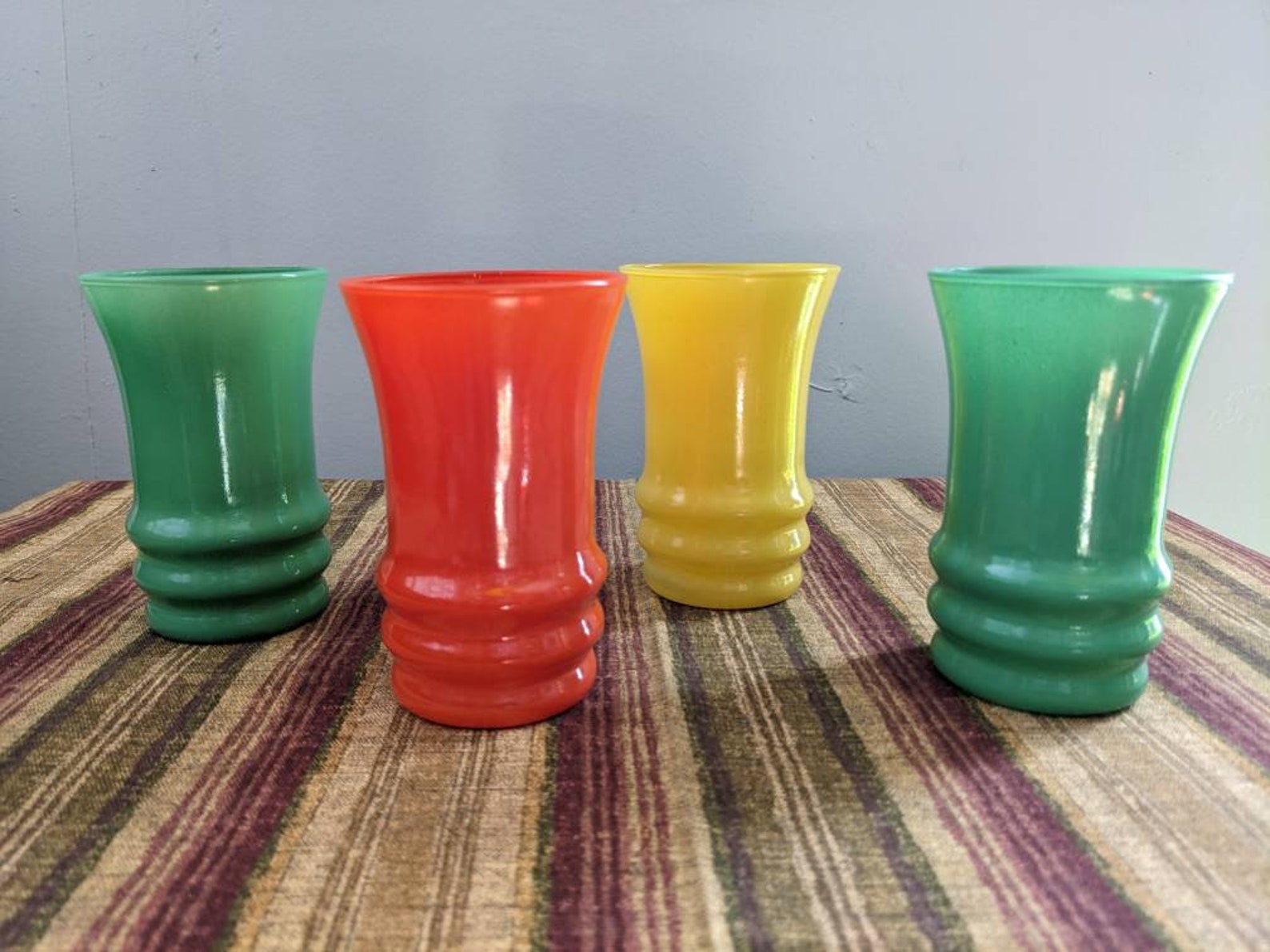Vintage Midcentury Anchor Hocking Ball Pitcher and 4 Drinking Glasses ...