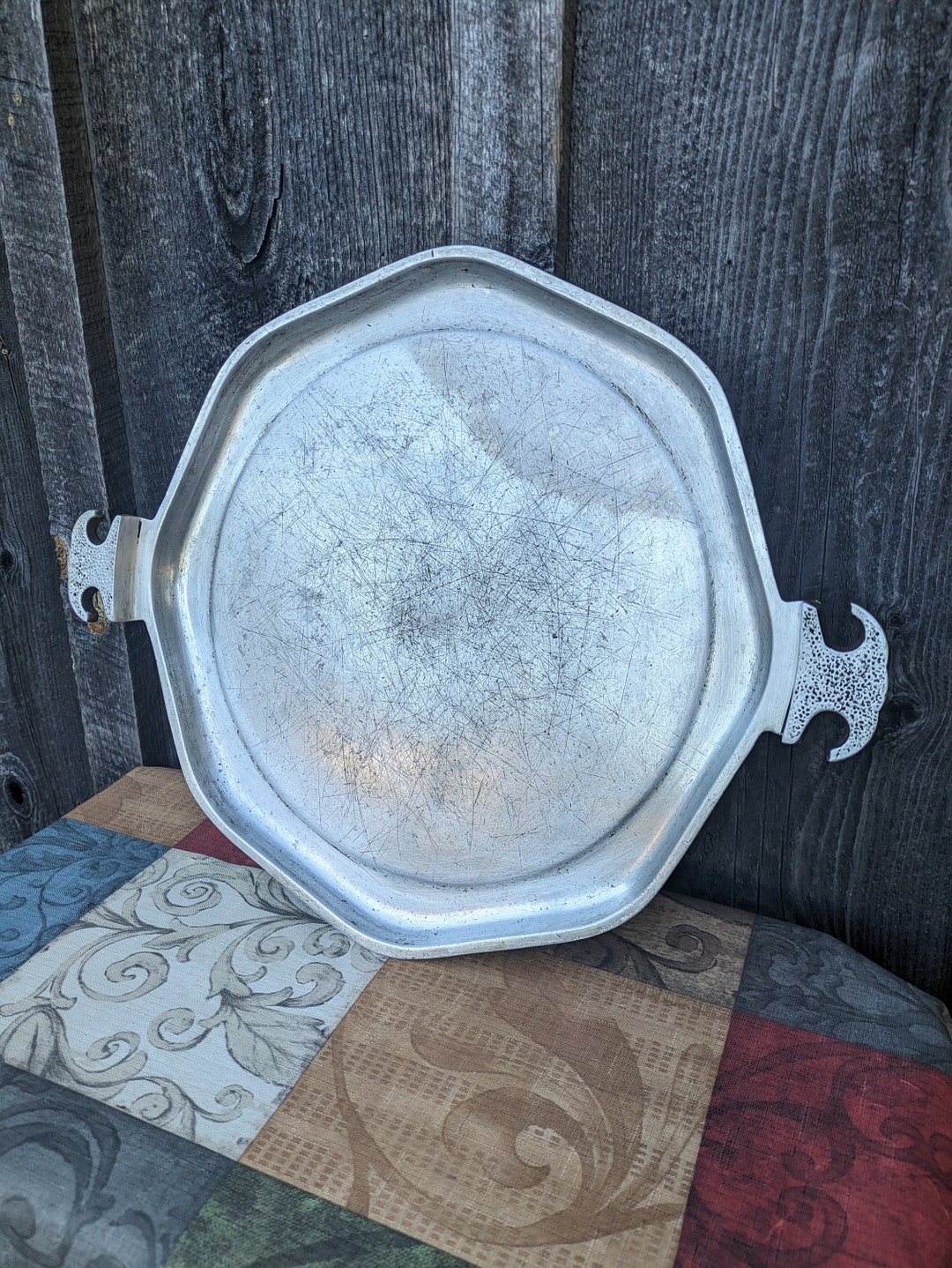 Vintage Cast Aluminum 13" Octagonal Serving Platter or Tray Guardian ...