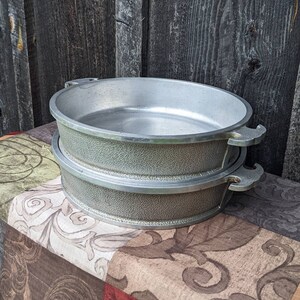Cast Aluminum 9.5 Round Serving Trays Guardian Ware Hammer Finish Set ...