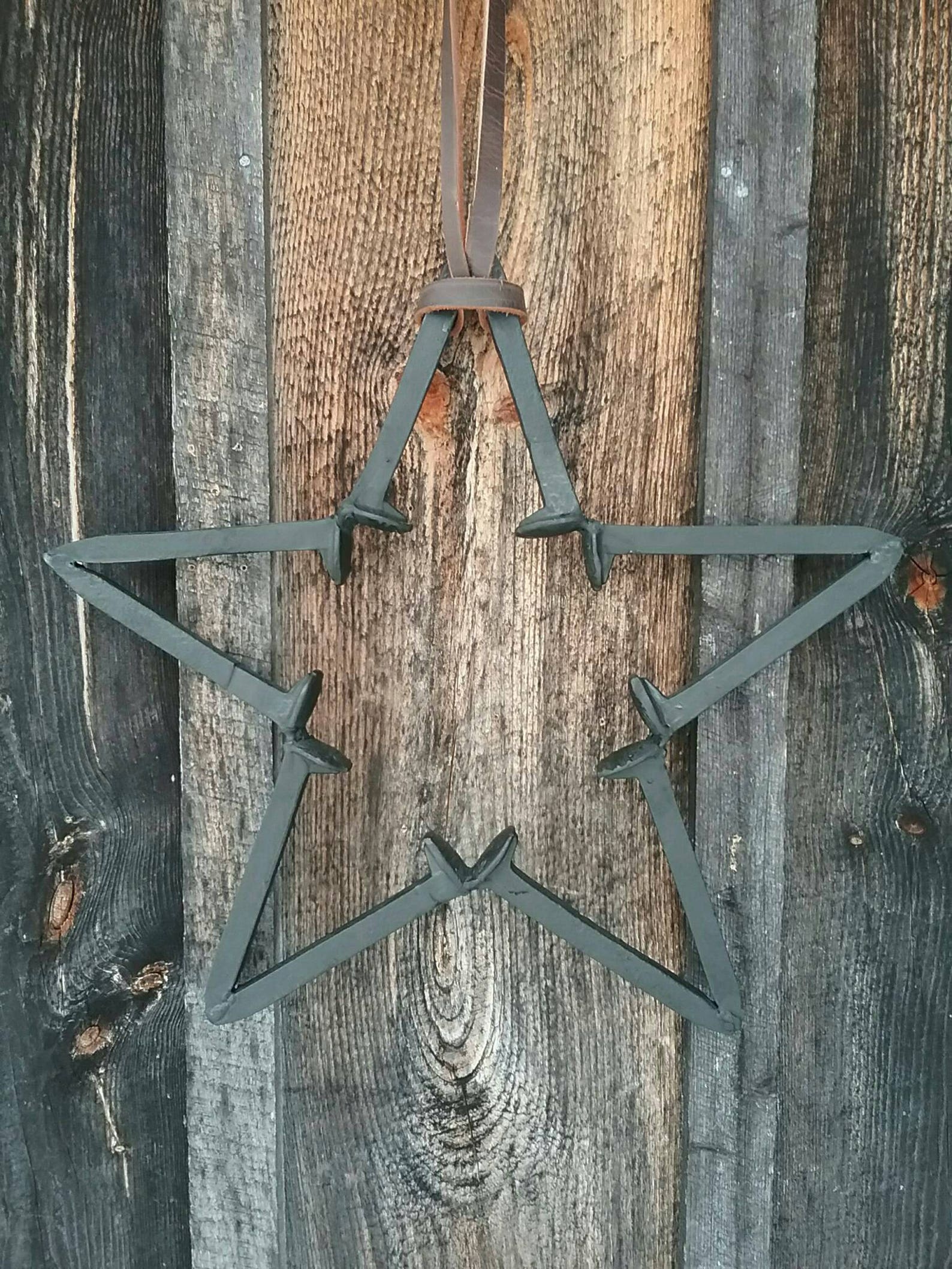 Rustic Repurposed Railroad Spike Barn Star. Three Piece Set Includes ...