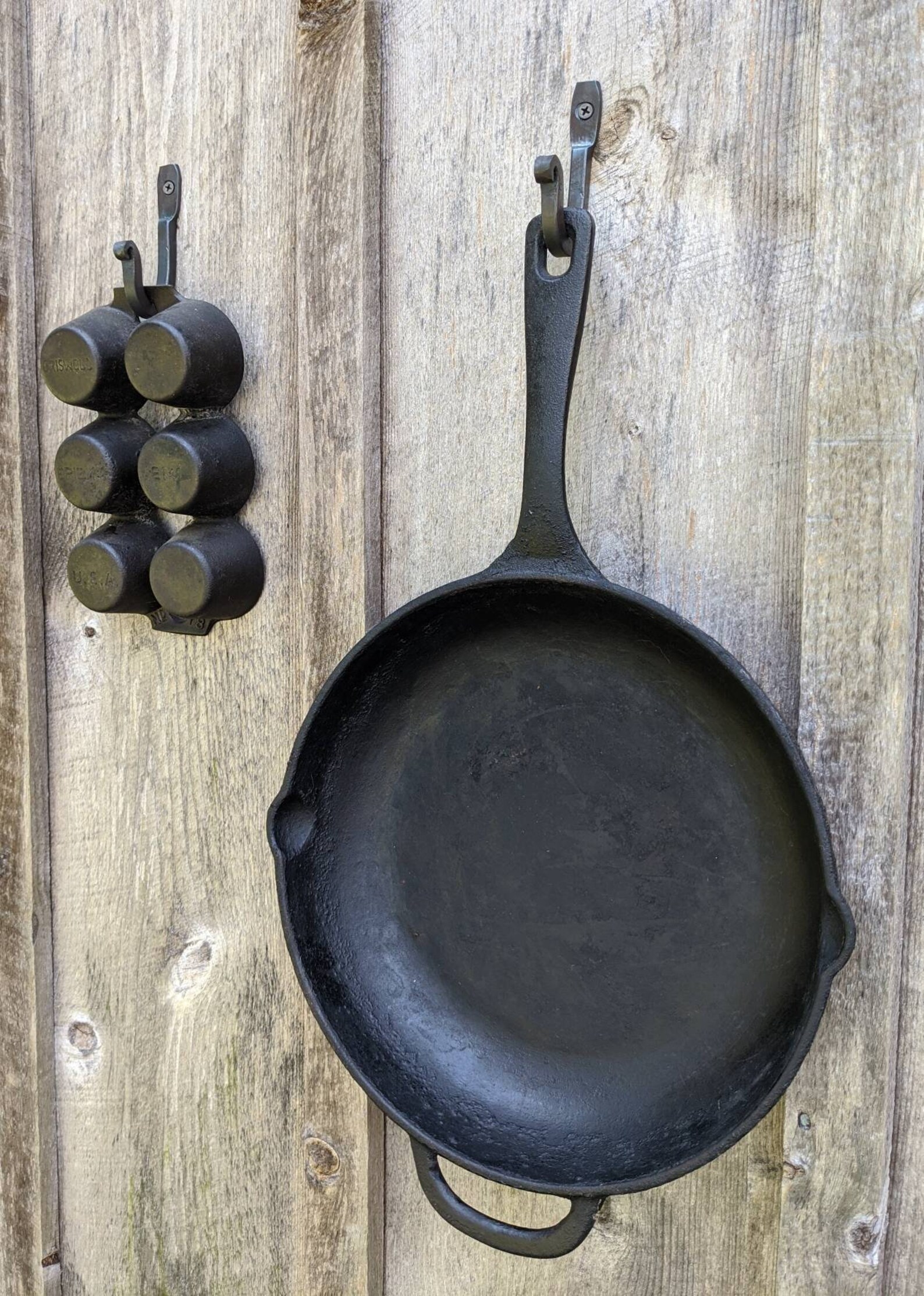 Set of Six Hand Forged Hooks With Scrolled Ends. - Etsy