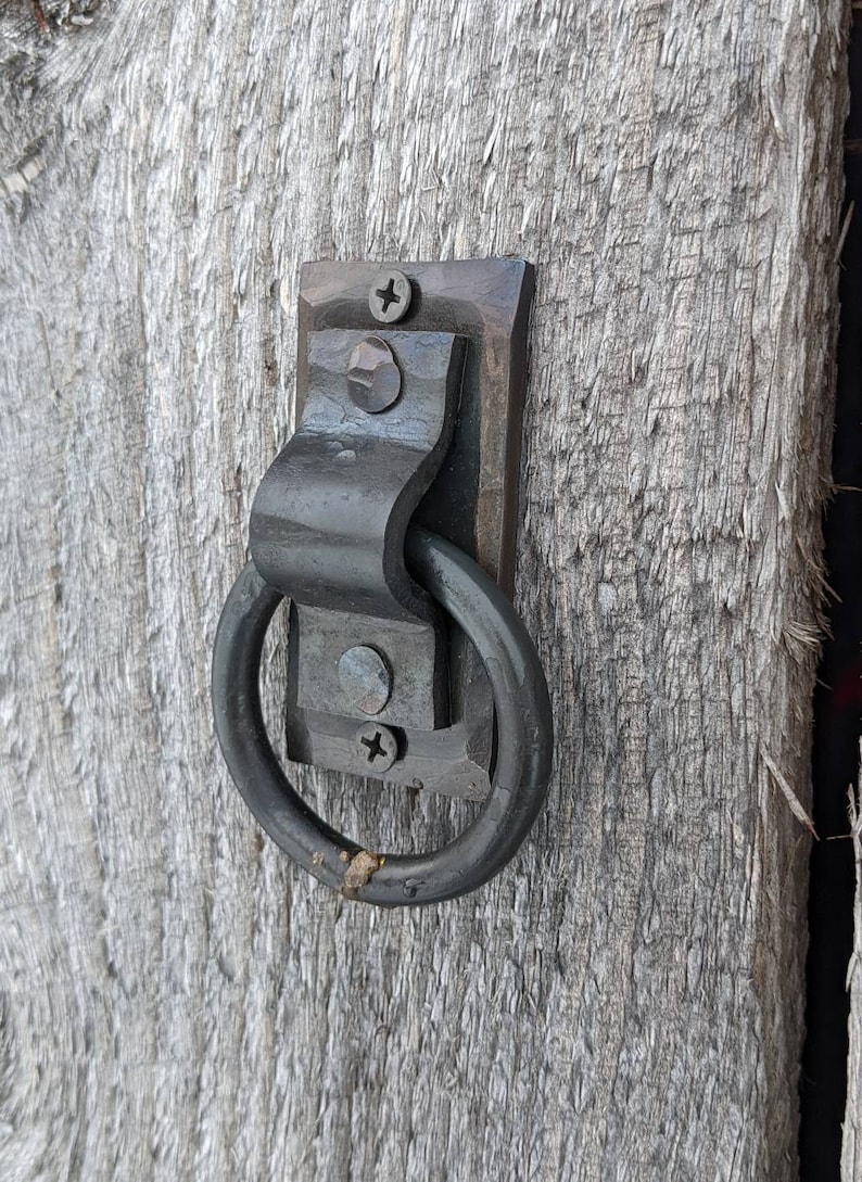 Single Small Braised Round Ring Hand Forged Handle Door Pull - Etsy