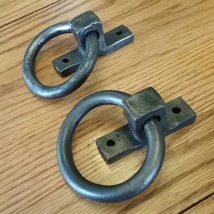 Set of 2 Round Ring Hand Forged Handles, Door Pulls, Door Knockers, Tie ...