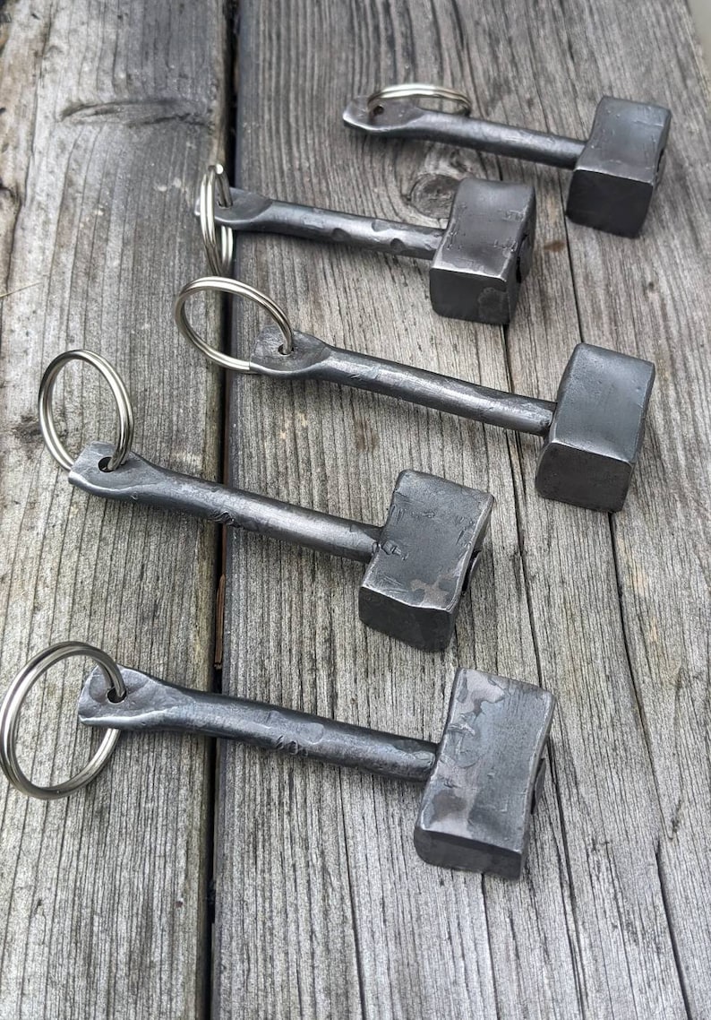 Hand Forged Thor's Hammer Keychain, Blacksmith Made. Great Gift Idea ...
