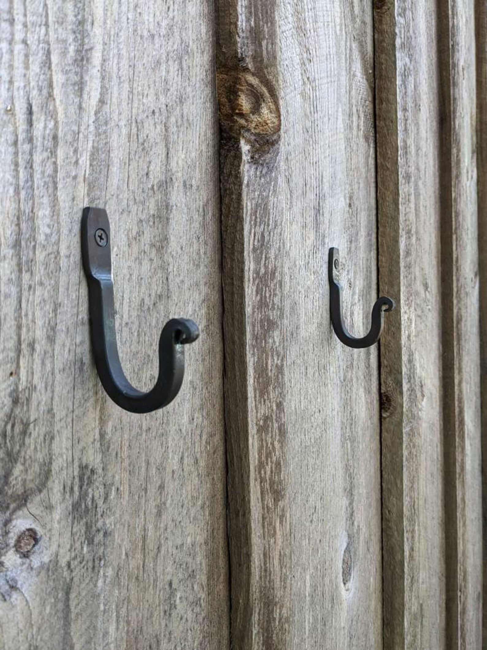Set of Six Hand Forged Hooks With Scrolled Ends. - Etsy