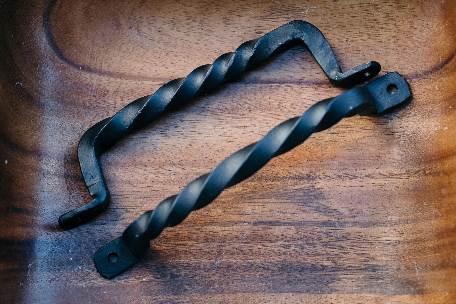 Set of 2 Twisted Hand Forged Handles or Door Pulls Blacksmith | Etsy