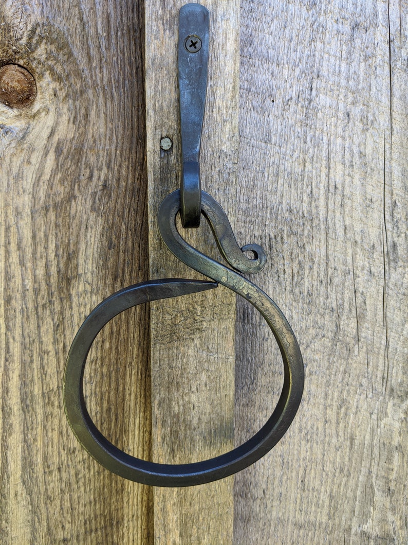 Circular Hand Forged Kitchen or Bathroom Hand Towel Holder. Vintage ...