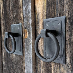 Set of 2 Round Ring Hand Forged Handles or Door Pulls on Sturdy ...