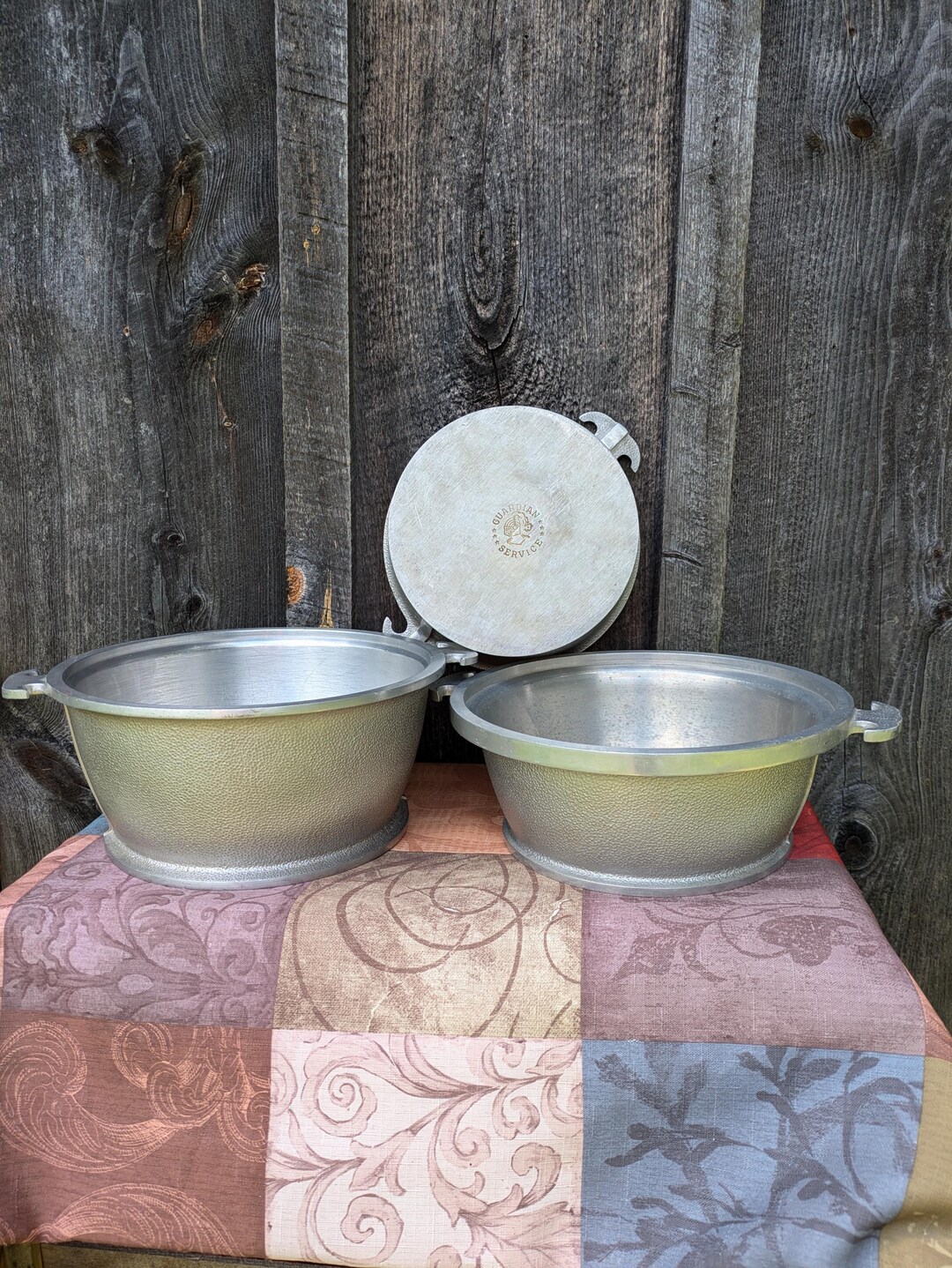 Set of 3 Hammered Cast Aluminum Guardian Service Round Dishes or Baking ...