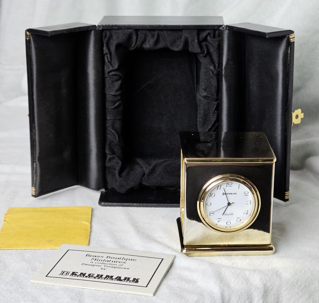 Benchmark Clock Solid Brass Desk Clock Mini Brass Spinning Clock and ...