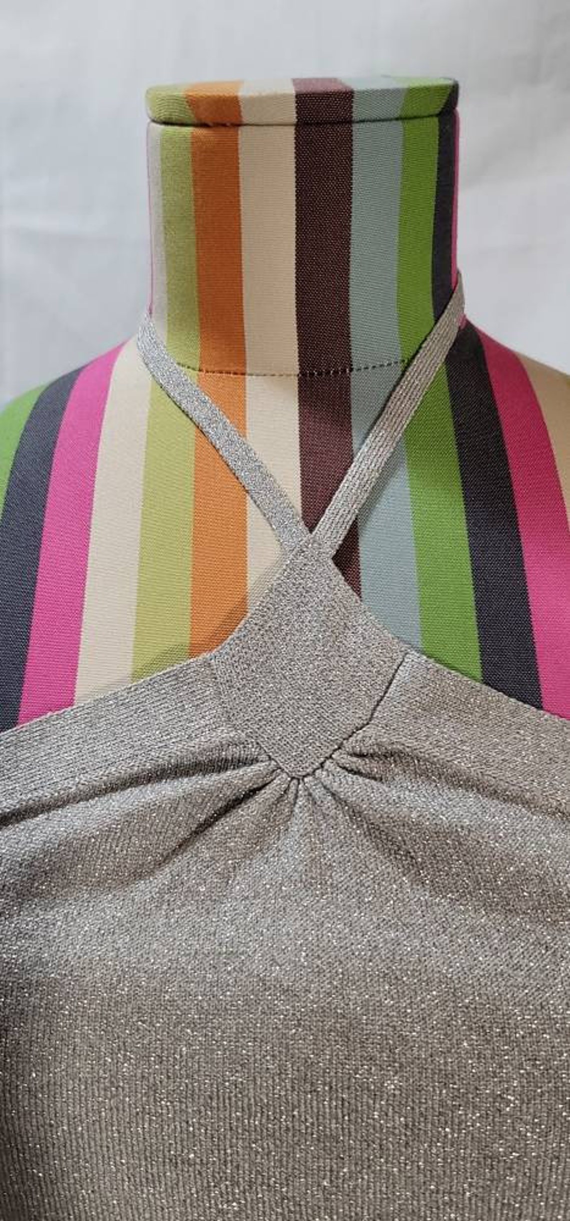 EXPRESS Halter Top Sexy and Classy Silver Halter Top Silk and Metallic ...