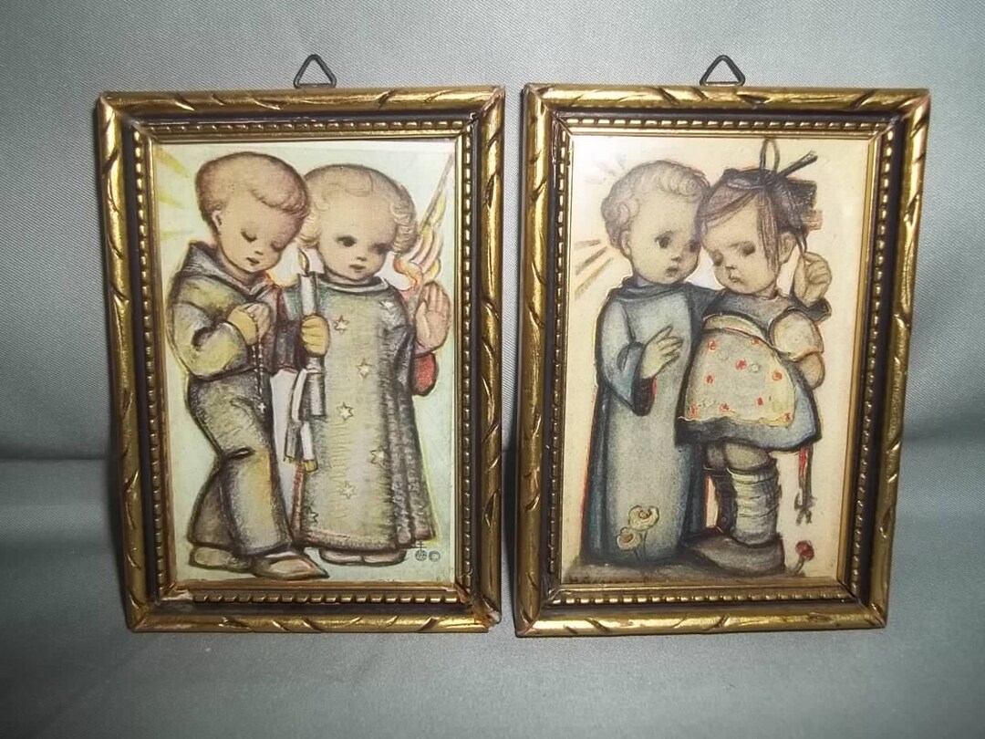 Hummel Goebel Boy and Girl Frame Prints Goebel Miniature Set "little ...