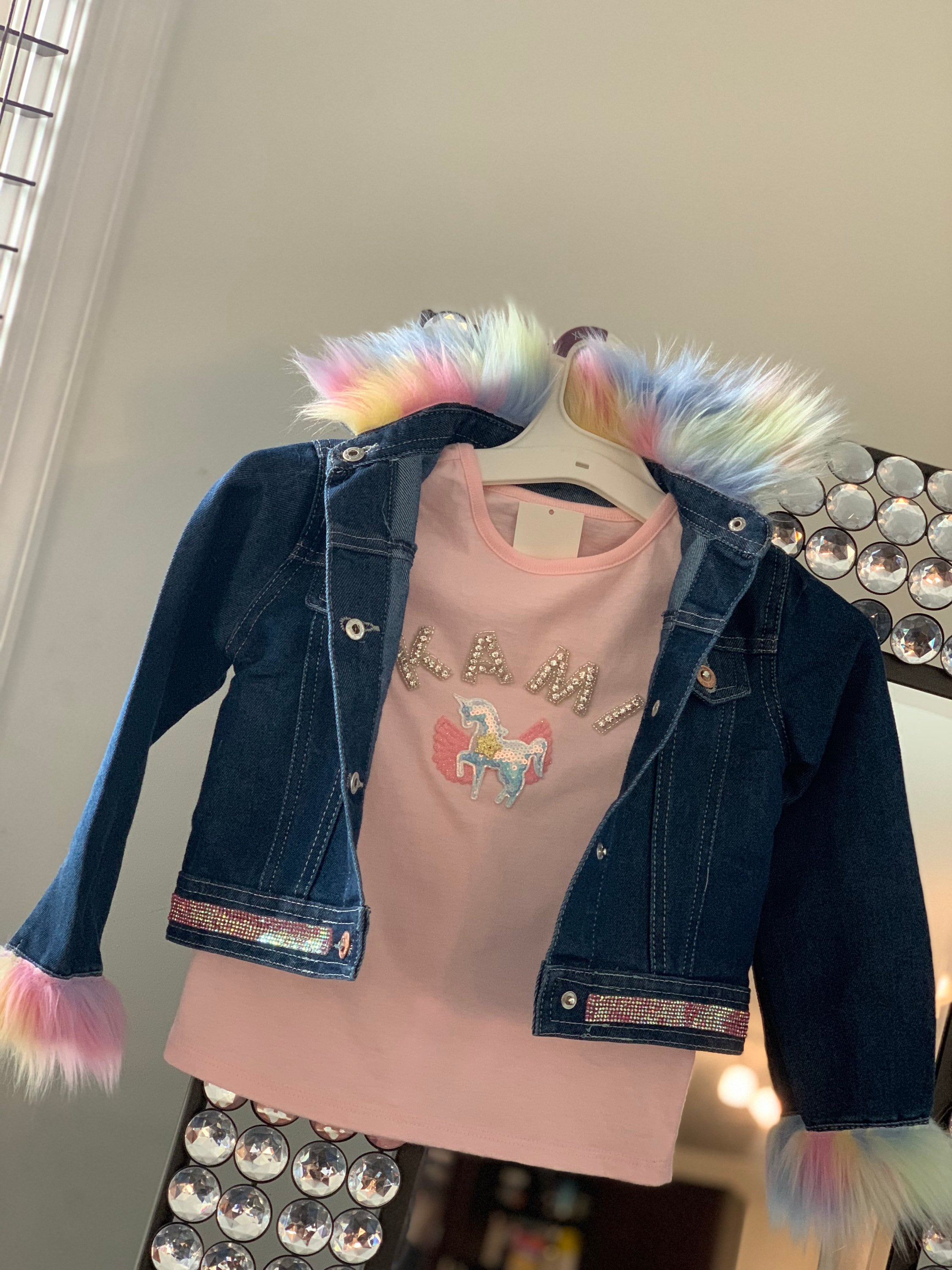 CUSTOM DENIM JACKET - Custom Girls Faux Fur Denim Jacket - Personalized ...