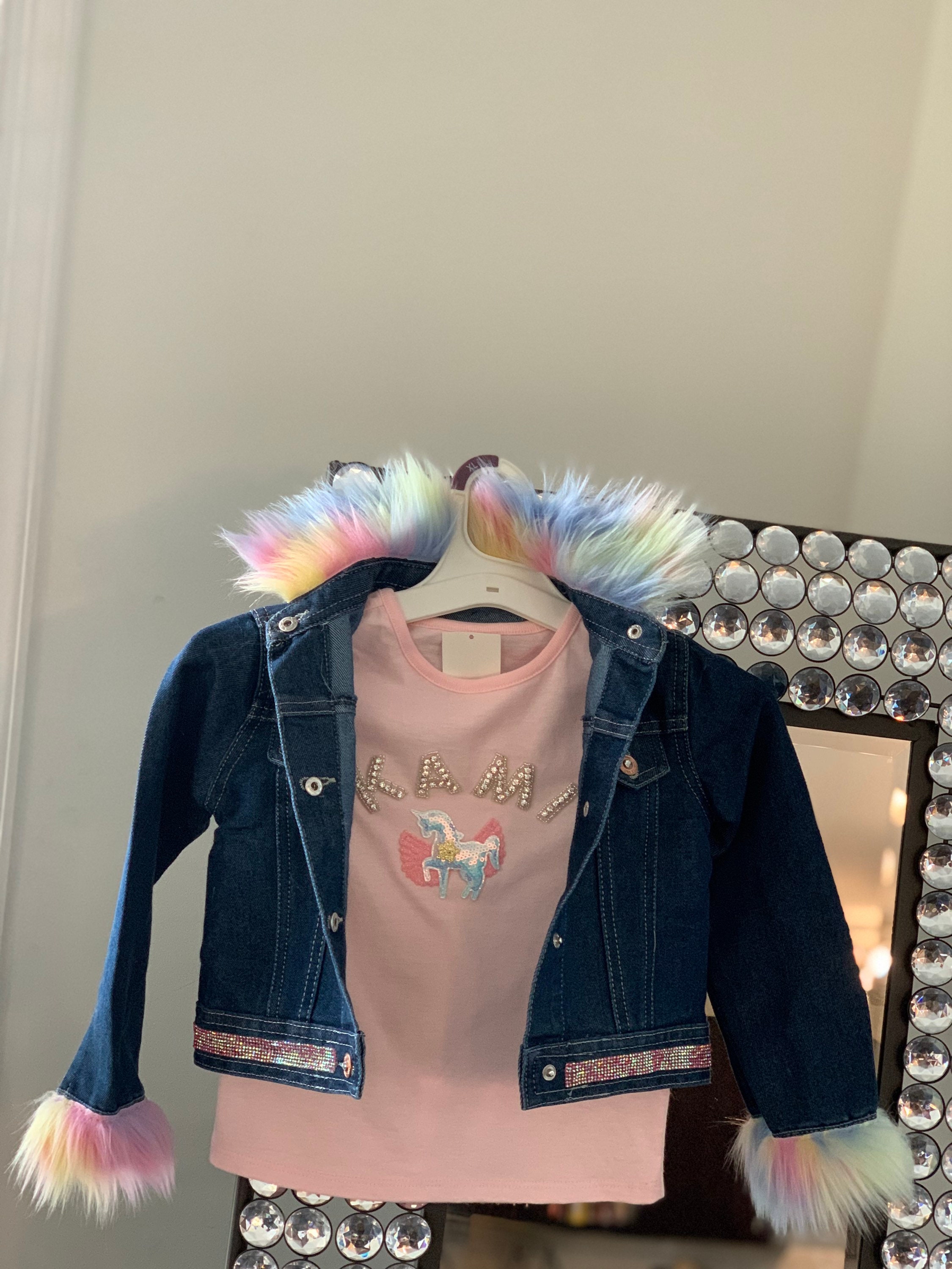 CUSTOM DENIM JACKET - Custom Girls Faux Fur Denim Jacket - Personalized ...