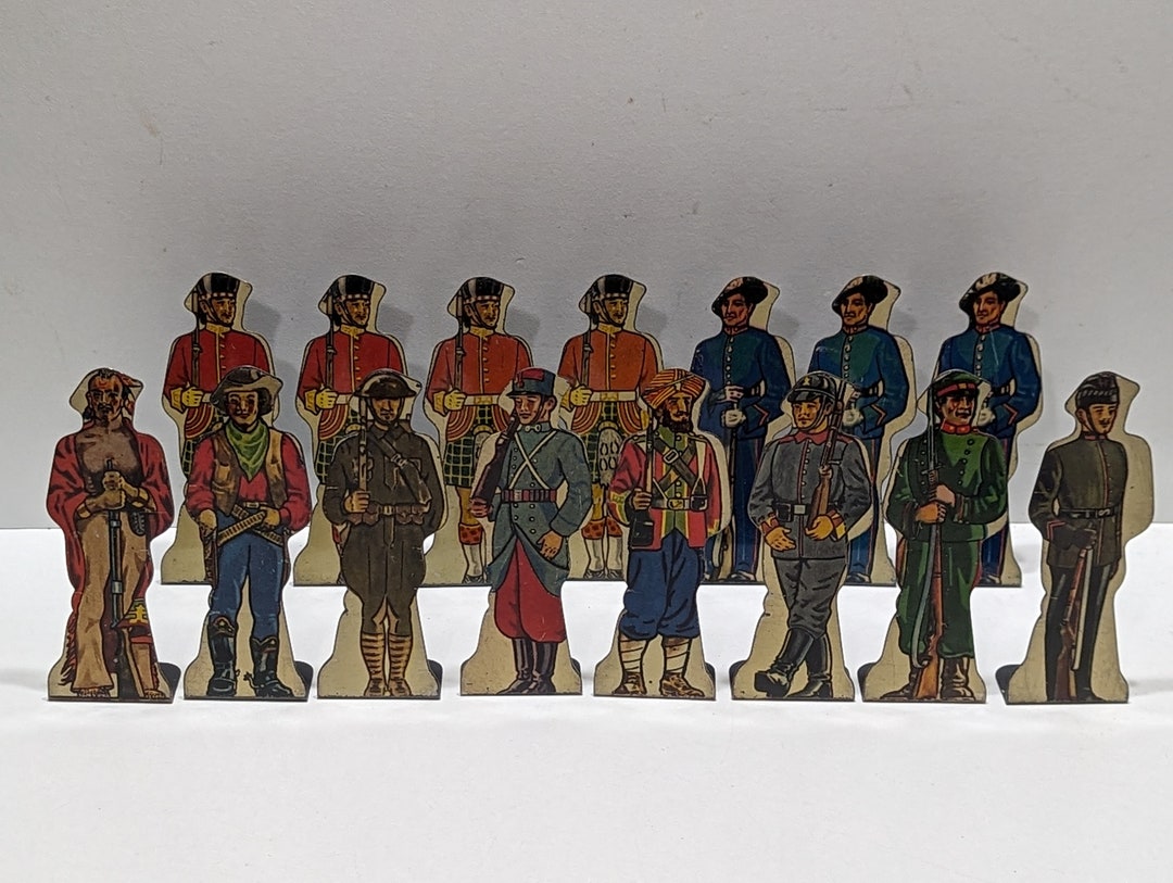 Marx Toy Tin Flat Action Figure Target Game Lithograph WW1 Soldier Army ...