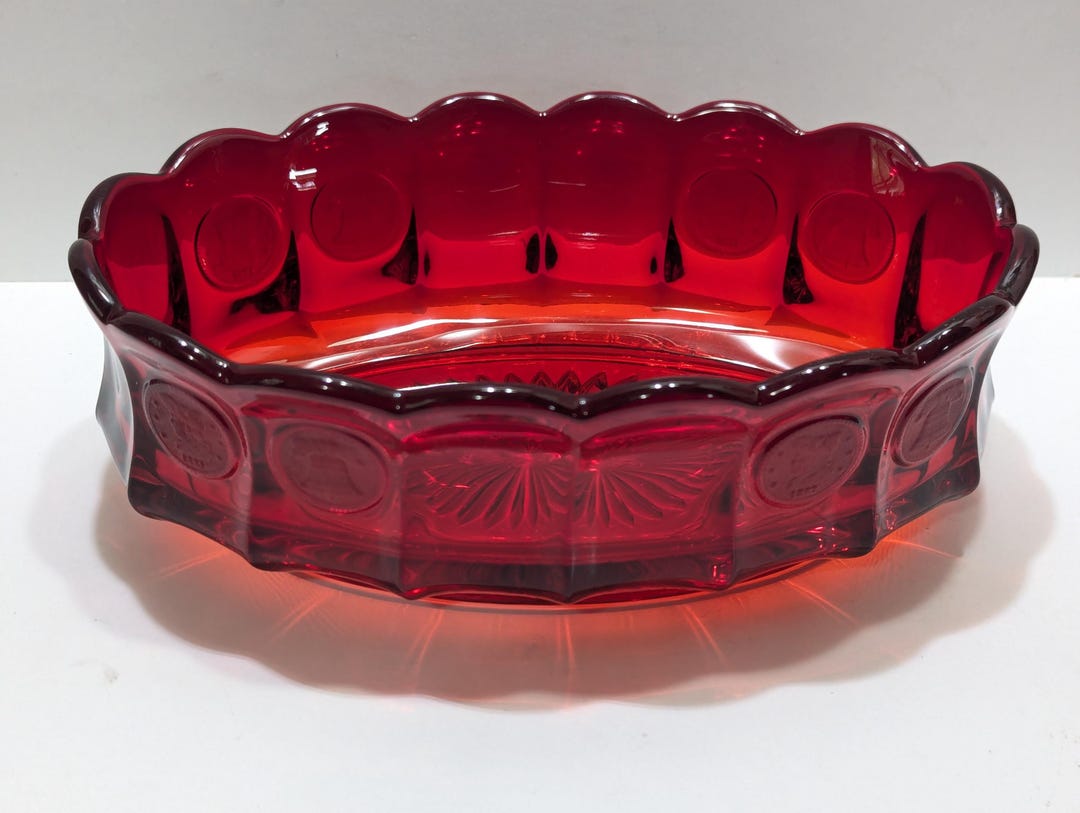 Ruby Red Fostoria Coin Glass Oval Bowl Cadmium Glass 9" X 6" - Etsy