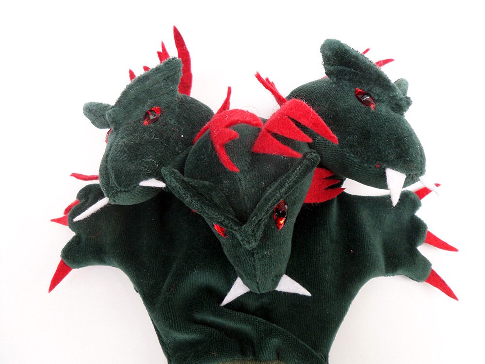 Tiri-Tara-Tori the three-headed dragon hand puppet | Etsy