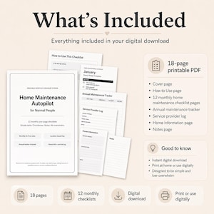 Home Maintenance Checklist Printable, Monthly Home Planner, New ...