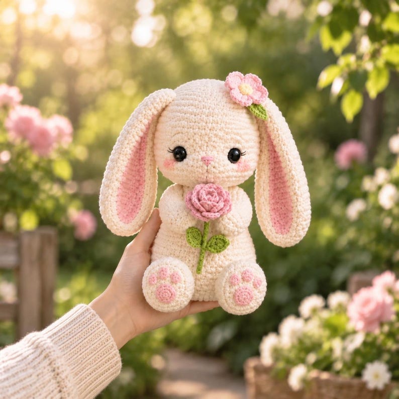 Crochet Bunny Pattern, Amigurumi Rabbit PDF Pattern, Flower Bunny ...