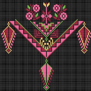 Traditional Palestinian Gaza Thobe Chest Panel Tatreez Embroidery Cross ...