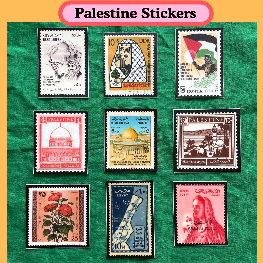 Palestinian Postal Stamps Stickers: Solidarity Kuffiyeh, Matte Vinyl - Etsy