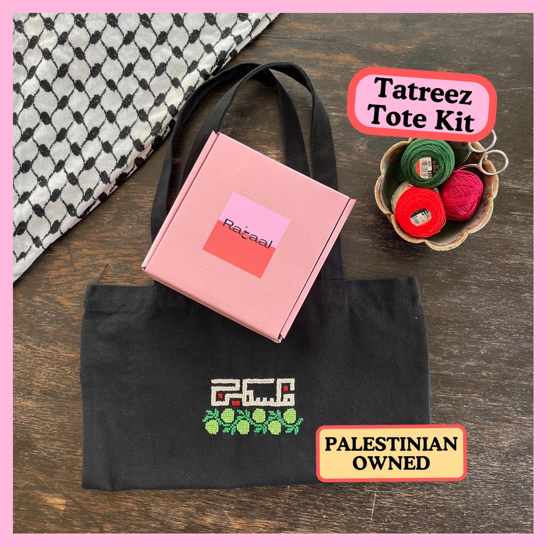 Learn Palestinina Tatreez Embroidery Fallahi Cross Stitch on Tote Bag ...