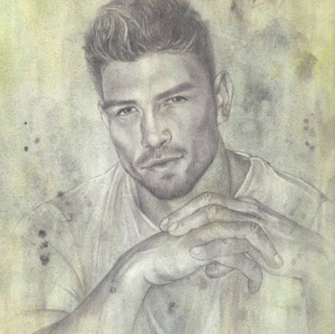 Original Handsome Man Portrait Pencil on Hand Toned Paper Drawing 9x12 ...