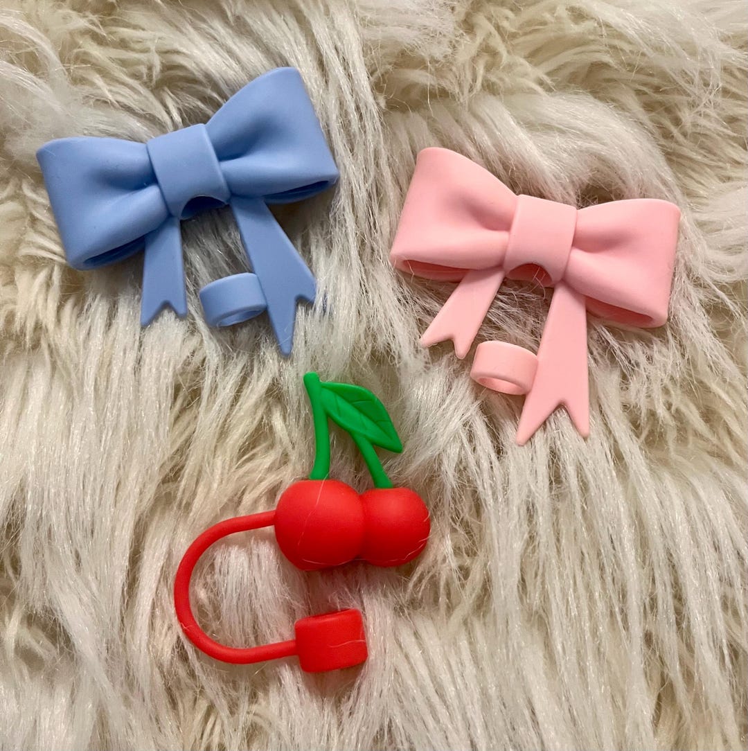 Straw Toppers - BOW and CHERRY - Etsy