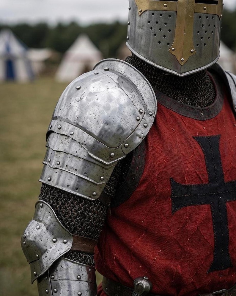 Medieval Red Templar Knight Armor Full Set, Crusader Costume, Wearable ...