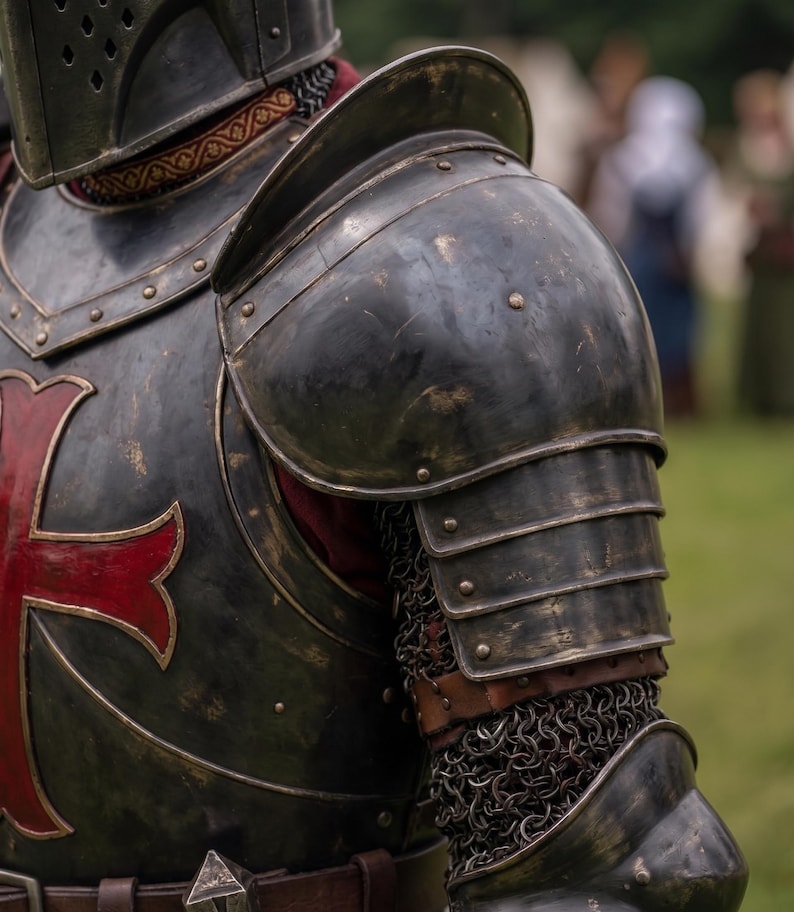 Medieval Templar Full Plate Armor, Knight Crusader Larp Costume ...