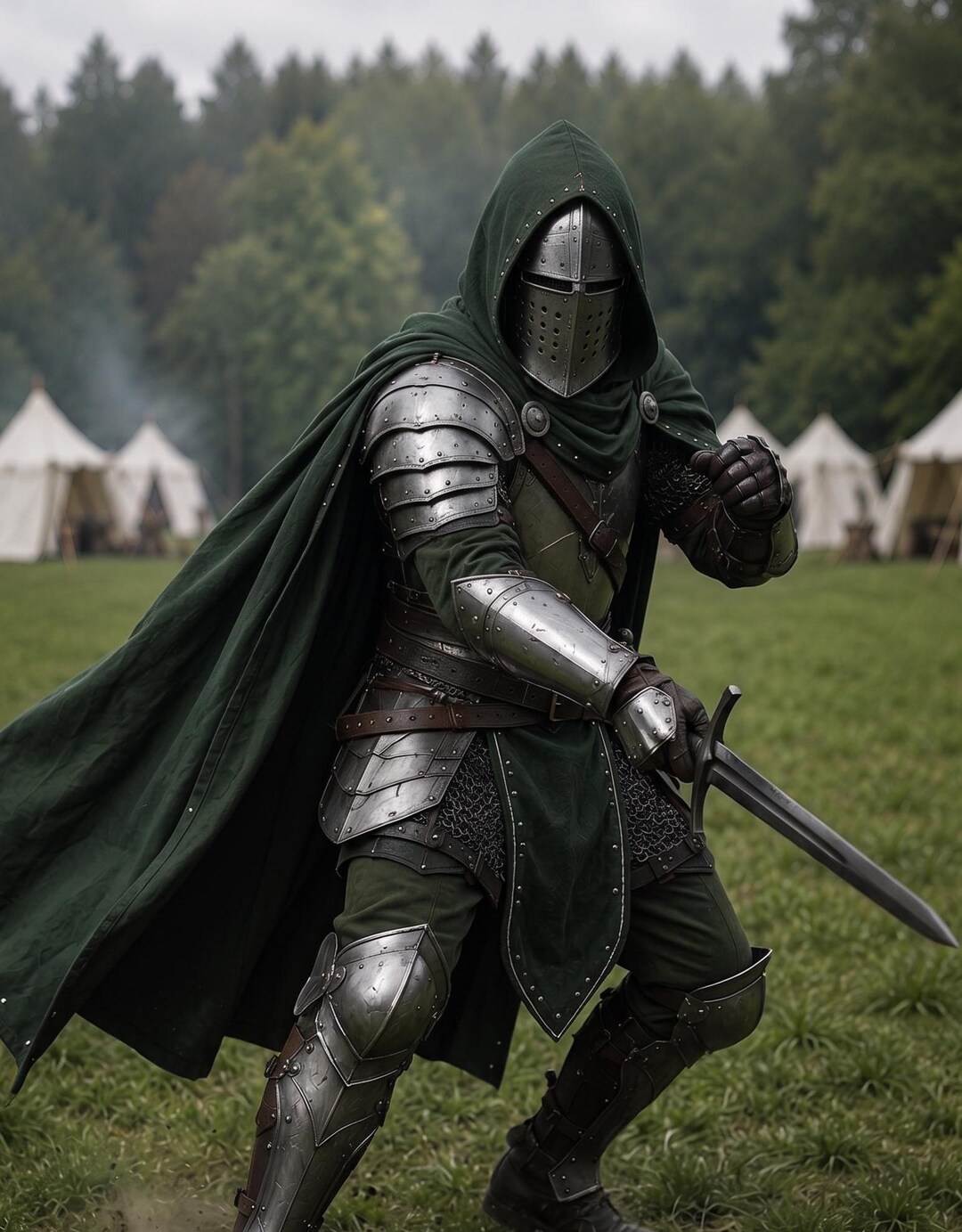Medieval Knight Forest Ranger Armor Set, Hooded Costume, Wearable Steel ...