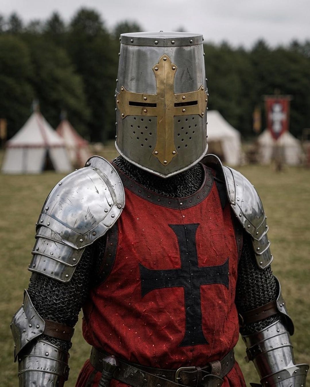 Medieval Red Templar Knight Armor Full Set, Crusader Costume, Wearable ...