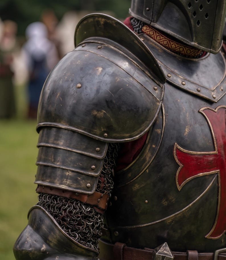 Medieval Templar Full Plate Armor, Knight Crusader Larp Costume ...