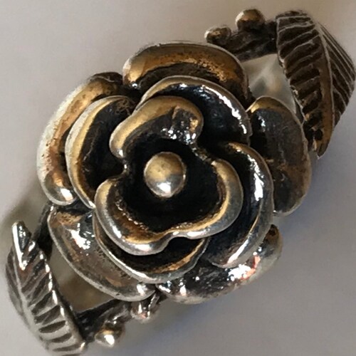 Vintage Rose Flower 925 Sterling Silver Antiqued Ring - Etsy