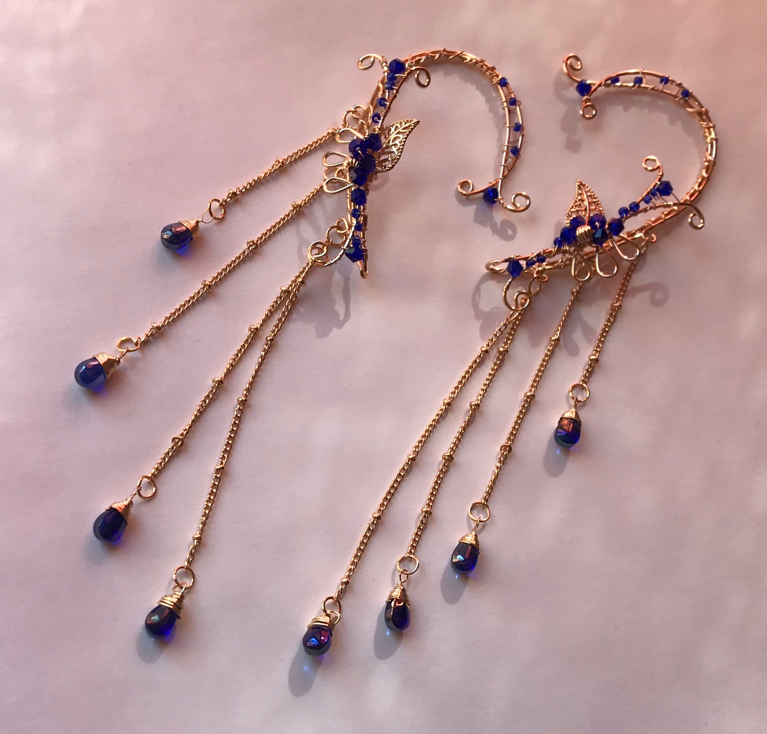 Elf Ears Gold Plate and Black Pair - Etsy