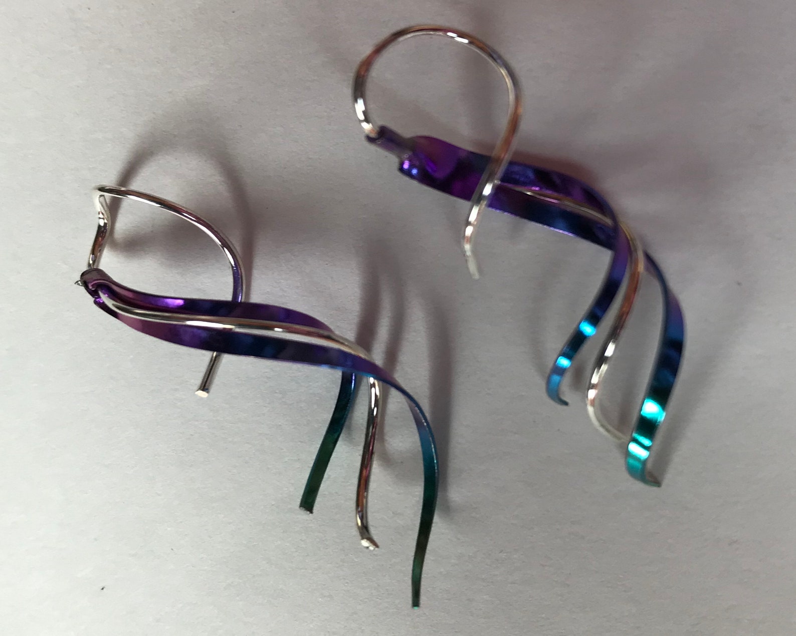 Swirls Titanium Spirals Ear Threads Sterling Niobium | Etsy