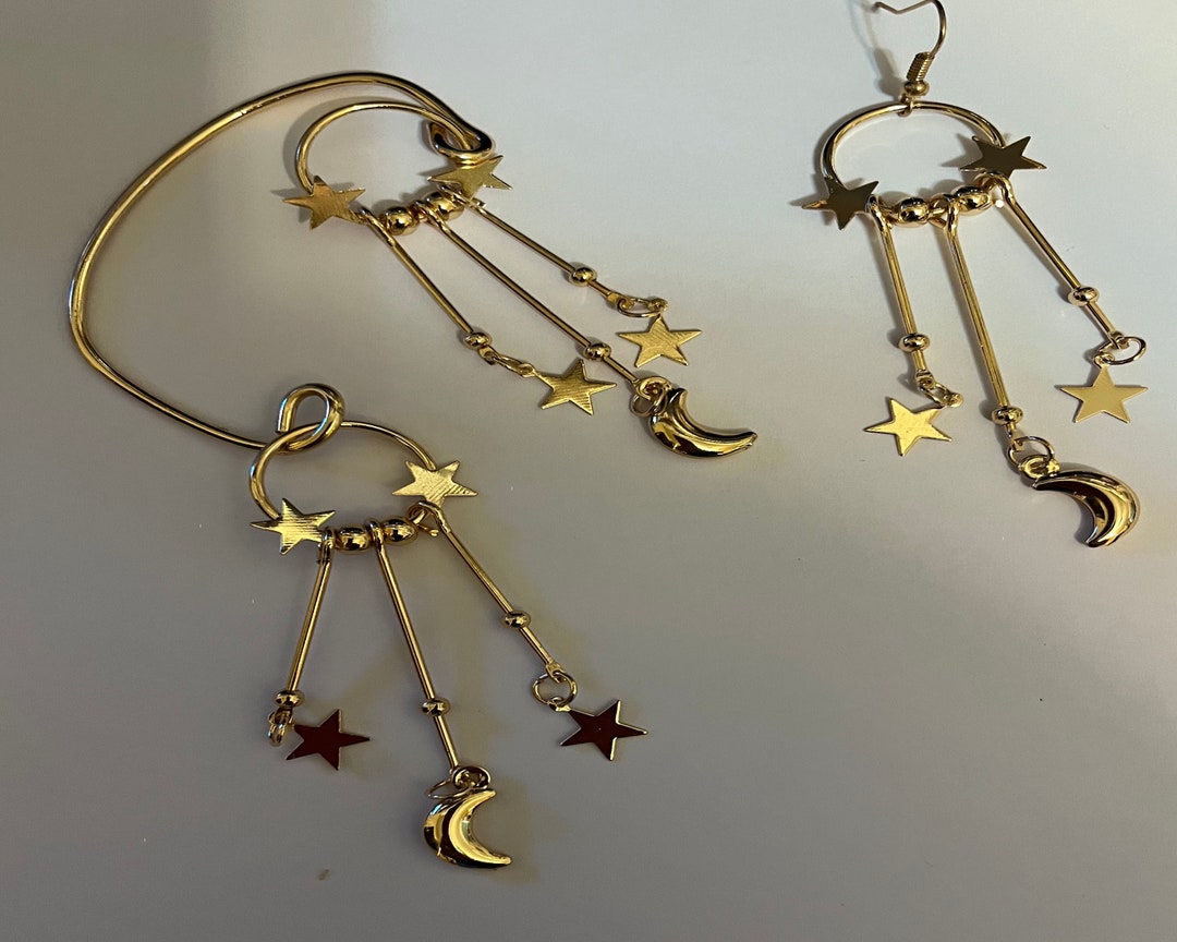 Ear Wrap With Moons and Stars Gold or Silver - Etsy