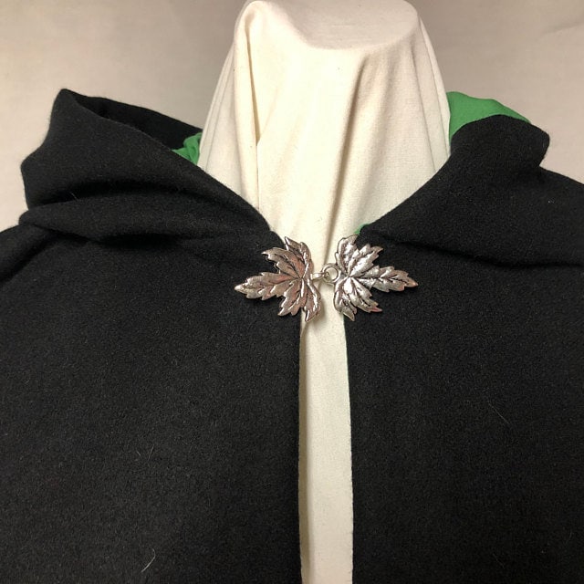 Large leaf cloak clasp cape closure silver fibula | Etsy