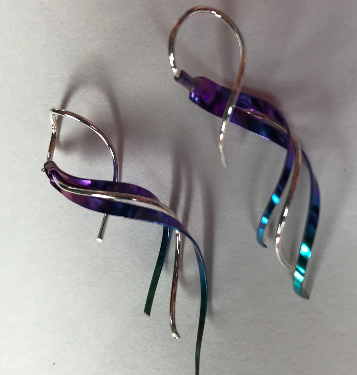 Swirls Titanium Spirals Ear Threads Sterling Niobium | Etsy