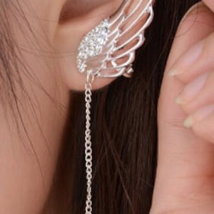 Winged Ear Cuffs in a Pair Silver Plated With Crystal - Etsy