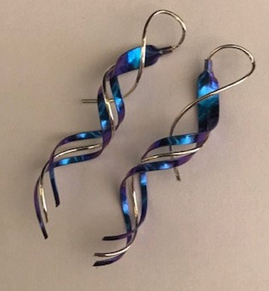 Titanium Swirls Spiral Earrings Ear Threads Sterling Silver - Etsy