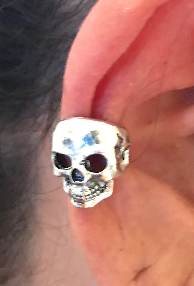 Skull Ear Cuff Silver - Etsy