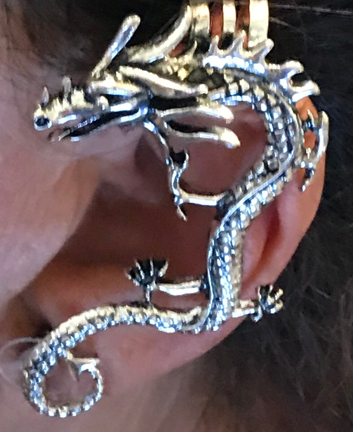 Dragon Ear Wrap Dragon Ear Cuff Silver or Black - Etsy