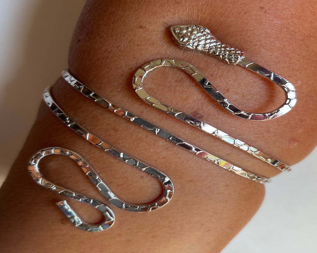 Snake Armband Adjustable Fits All Sizes Silver - Etsy