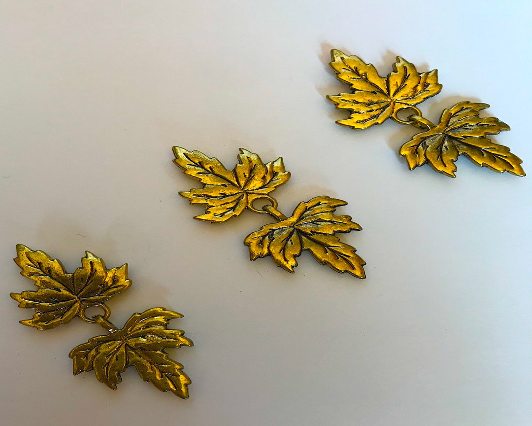 Cloak Clasp Set, Gold Leaves Collection of Three, Cape Closure , Fibula ...