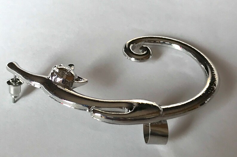 Cat Ear Cuff With Attached Post Silver Plated - Etsy