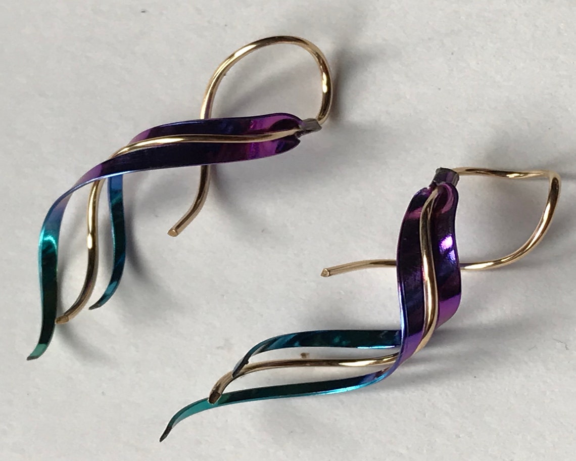 Swirls Titanium Spirals Ear Threads Sterling Niobium | Etsy