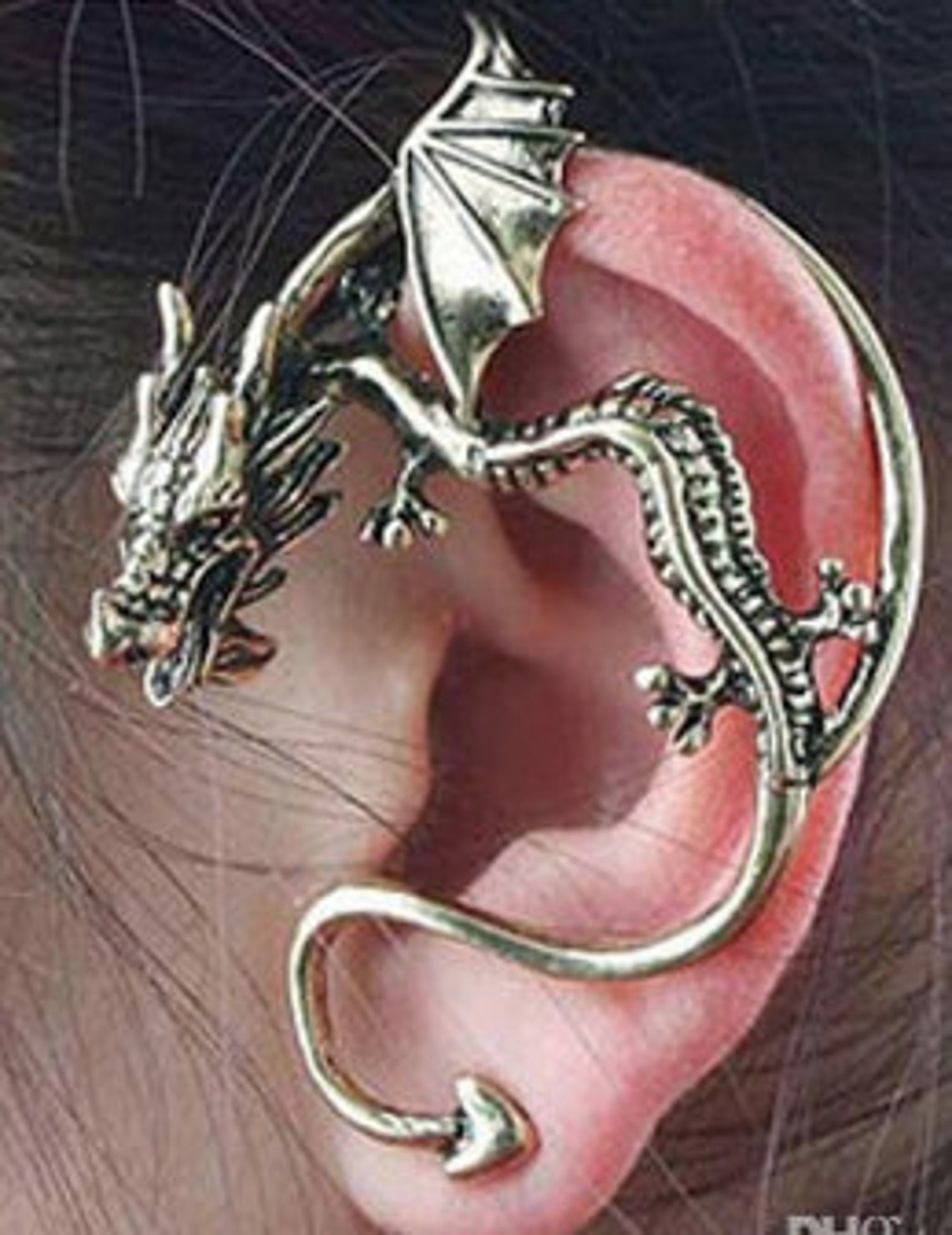 Dragon Ear Wrap. Ear Cuff Silver or Black or Gold - Etsy