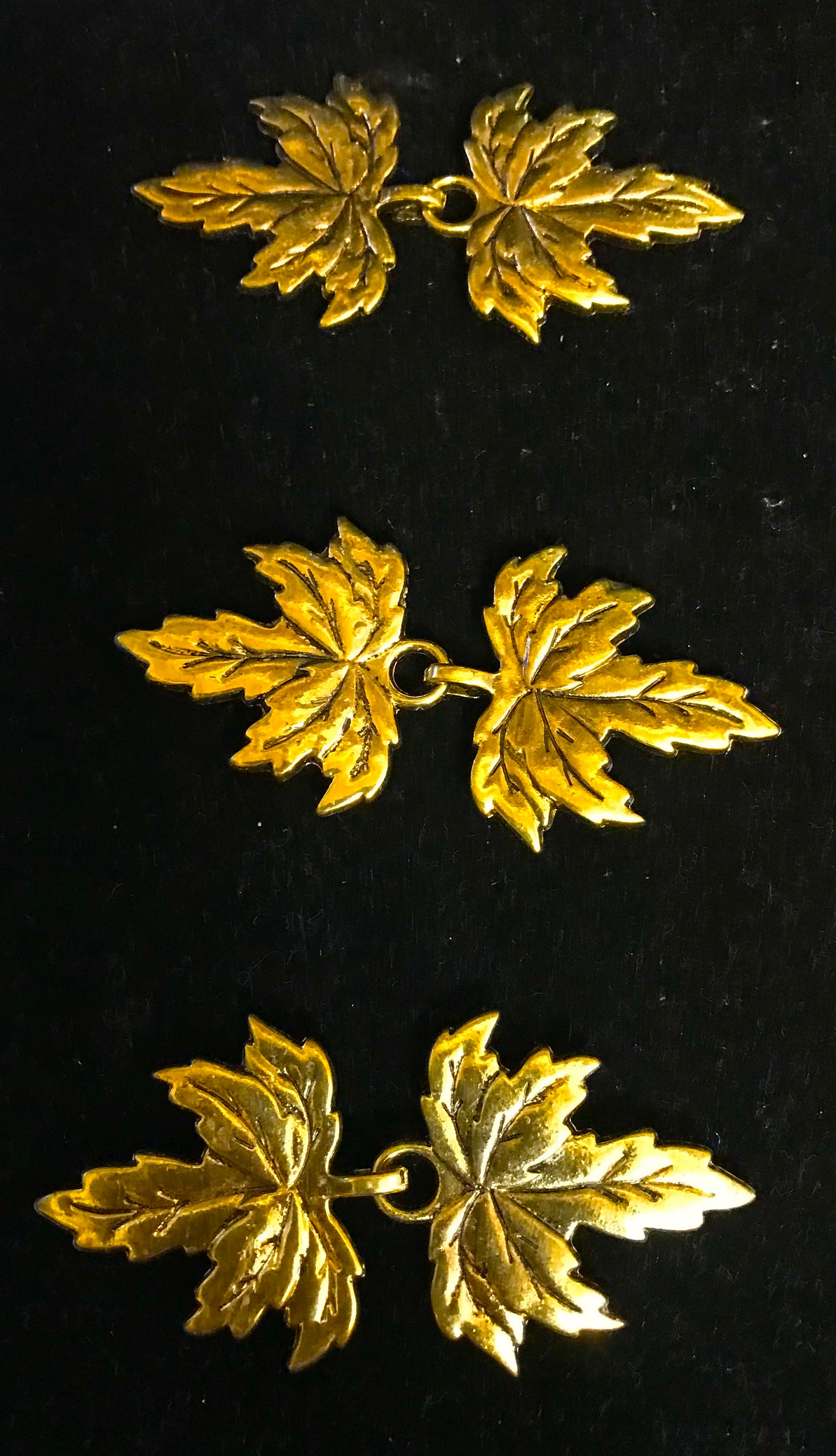 Cloak Clasp Set Gold Leaves Collection of Three Cape Closure | Etsy